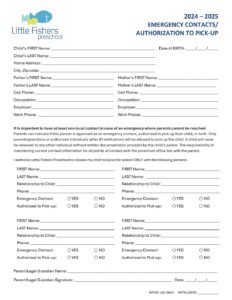 2024-2025 Enrollment Packet (All Forms) - Little Fishers Preschool